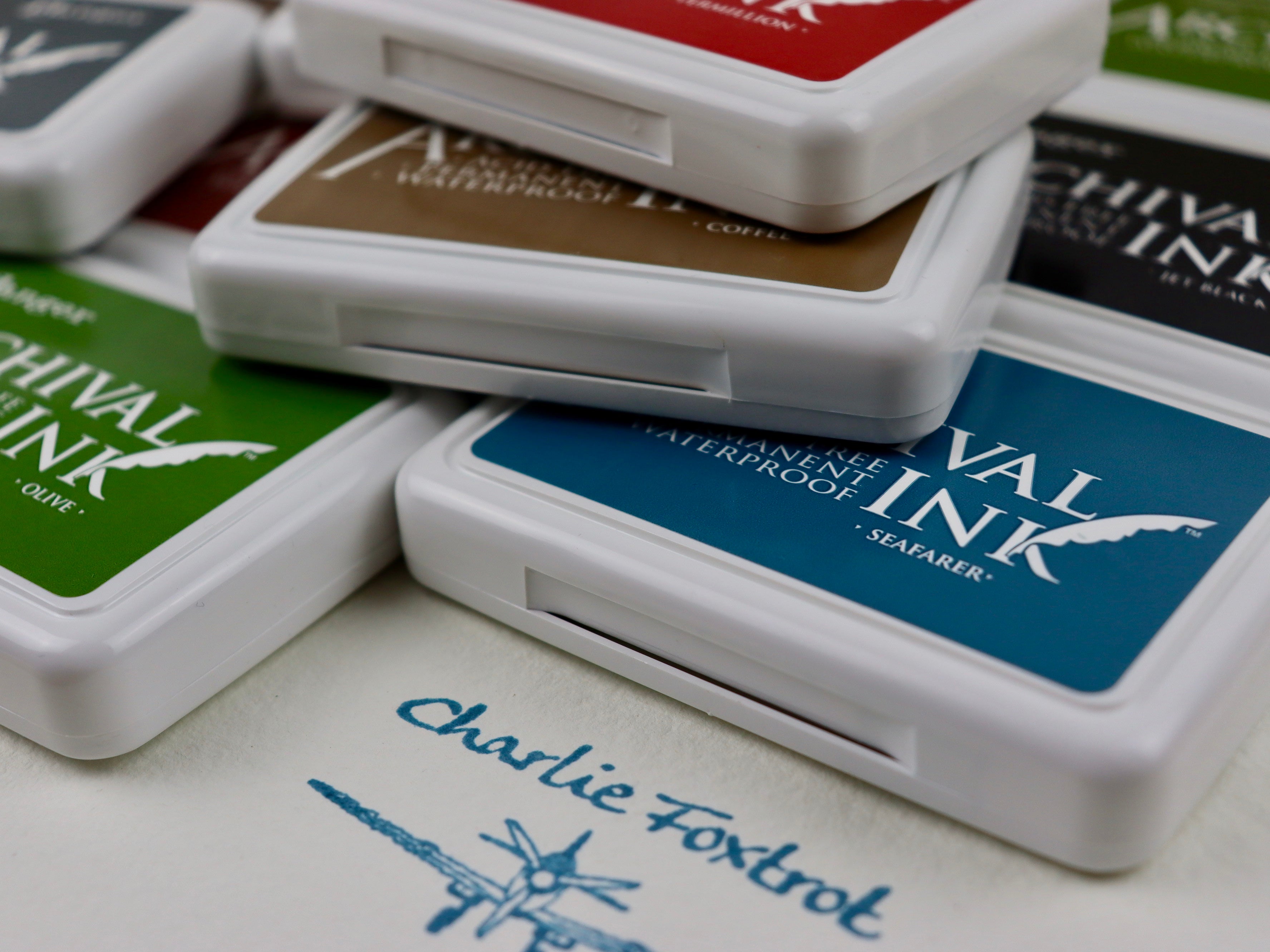 Set of 6 Ranger Archival Ink Stamp Pads - Pebble Beach, Peat Moss, Sea ...